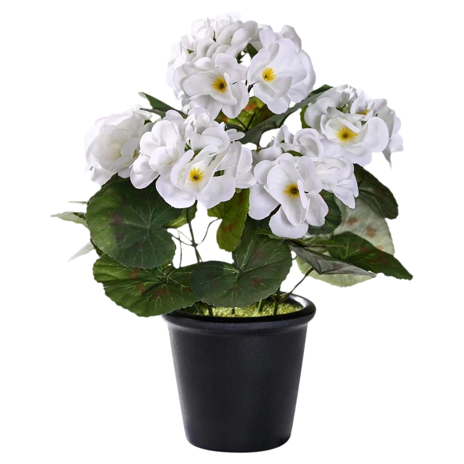 Artificial Geranium Potted Plant – 16” Tall, Realistic Silk Flowers ...