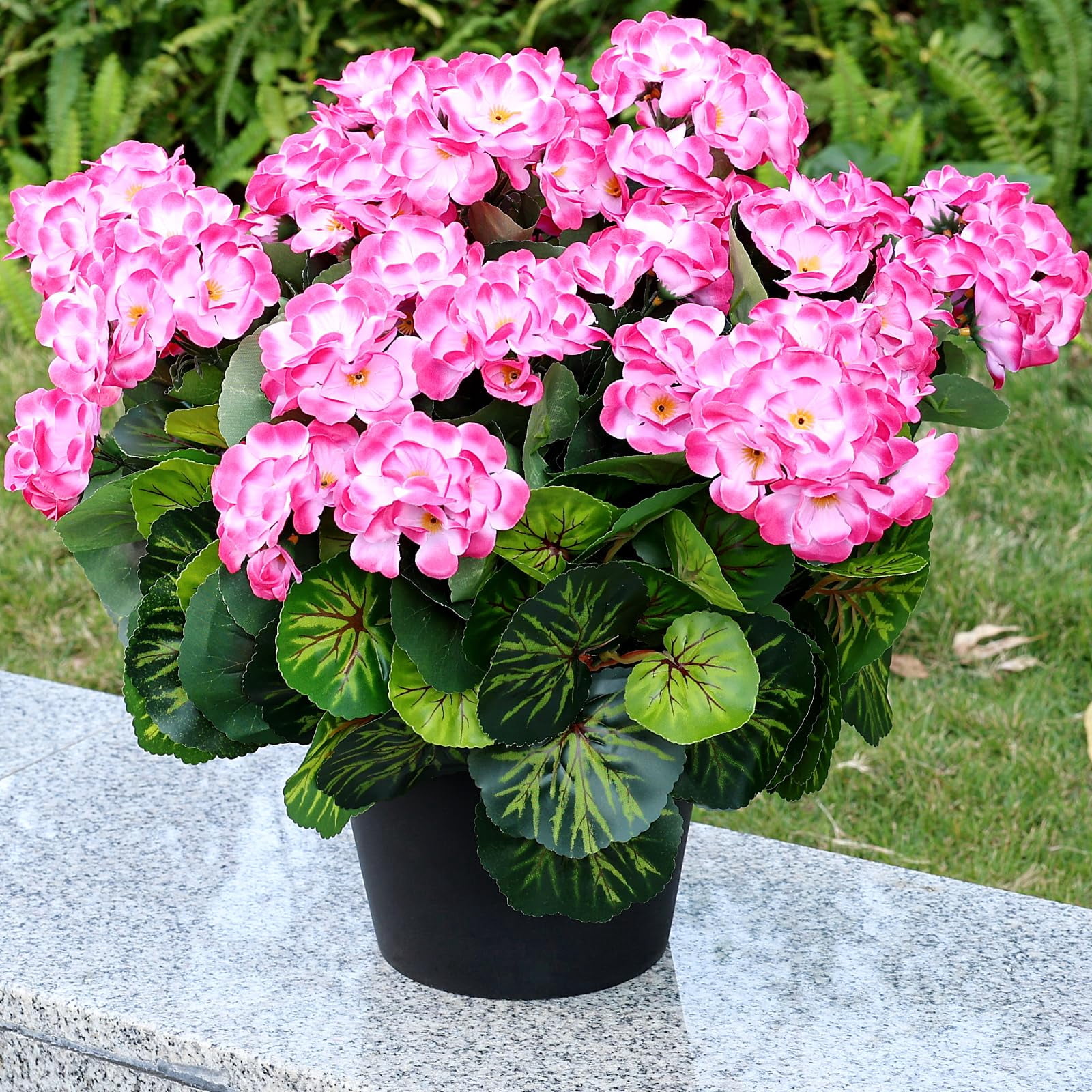 Artificial Geranium Potted Plants Pink 2 Count Outdoor Indoor Home ...