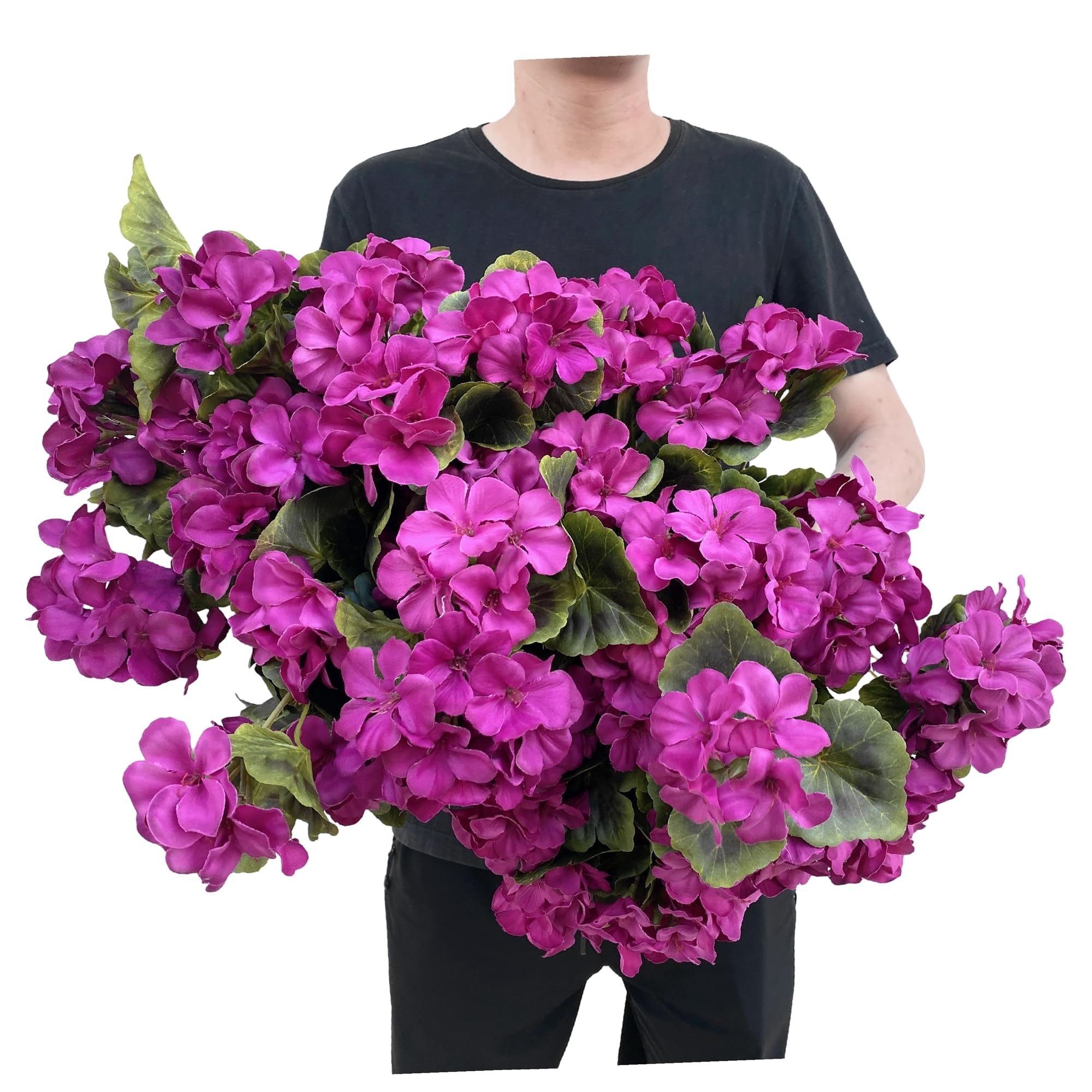 Artificial Geranium Silk Flower Bush Violet - Pack of 4 for Home Garden ...