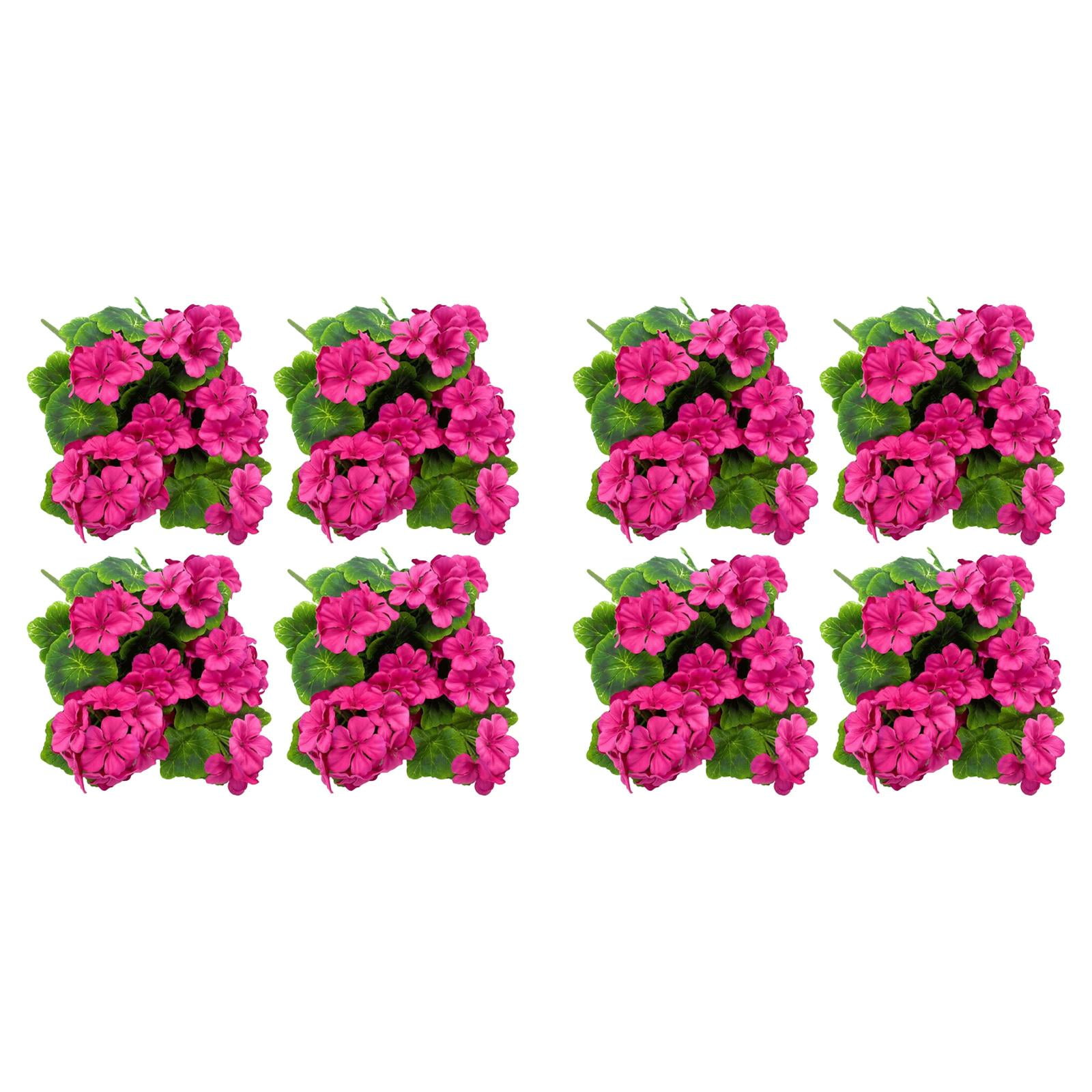 Artificial Geraniums (8 Pack) - 18 Inch Silk Geranium Flower Bushes ...
