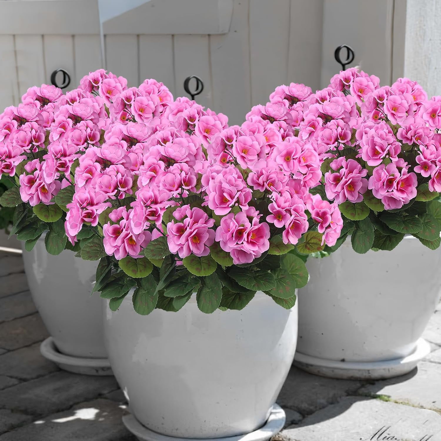 Artificial Geraniums Fake Flowers for Outdoors Decoration, 1 Bundle ...