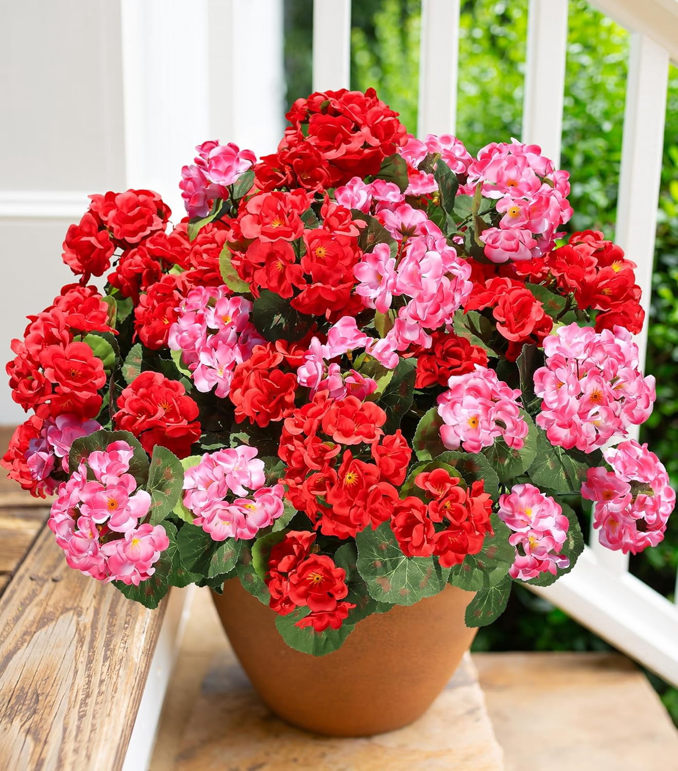 Artificial Geraniums Fake Flowers for Outdoors Decoration, 4 Bundles ...