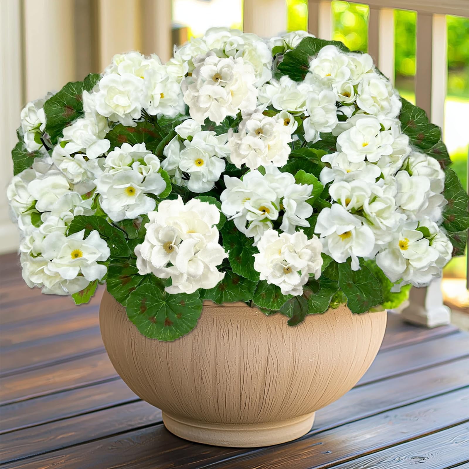 Artificial Geraniums Flowers for Outdoor Decor, 4 Bundles UV Resistant ...