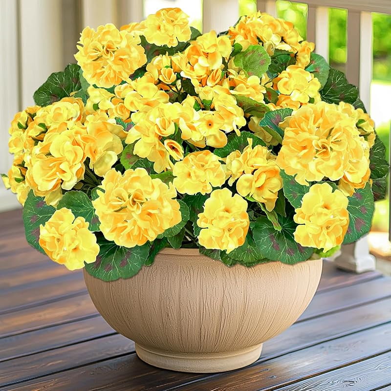 Artificial Geraniums Flowers for Outdoors Summer Decor, 4 Bundles UV ...