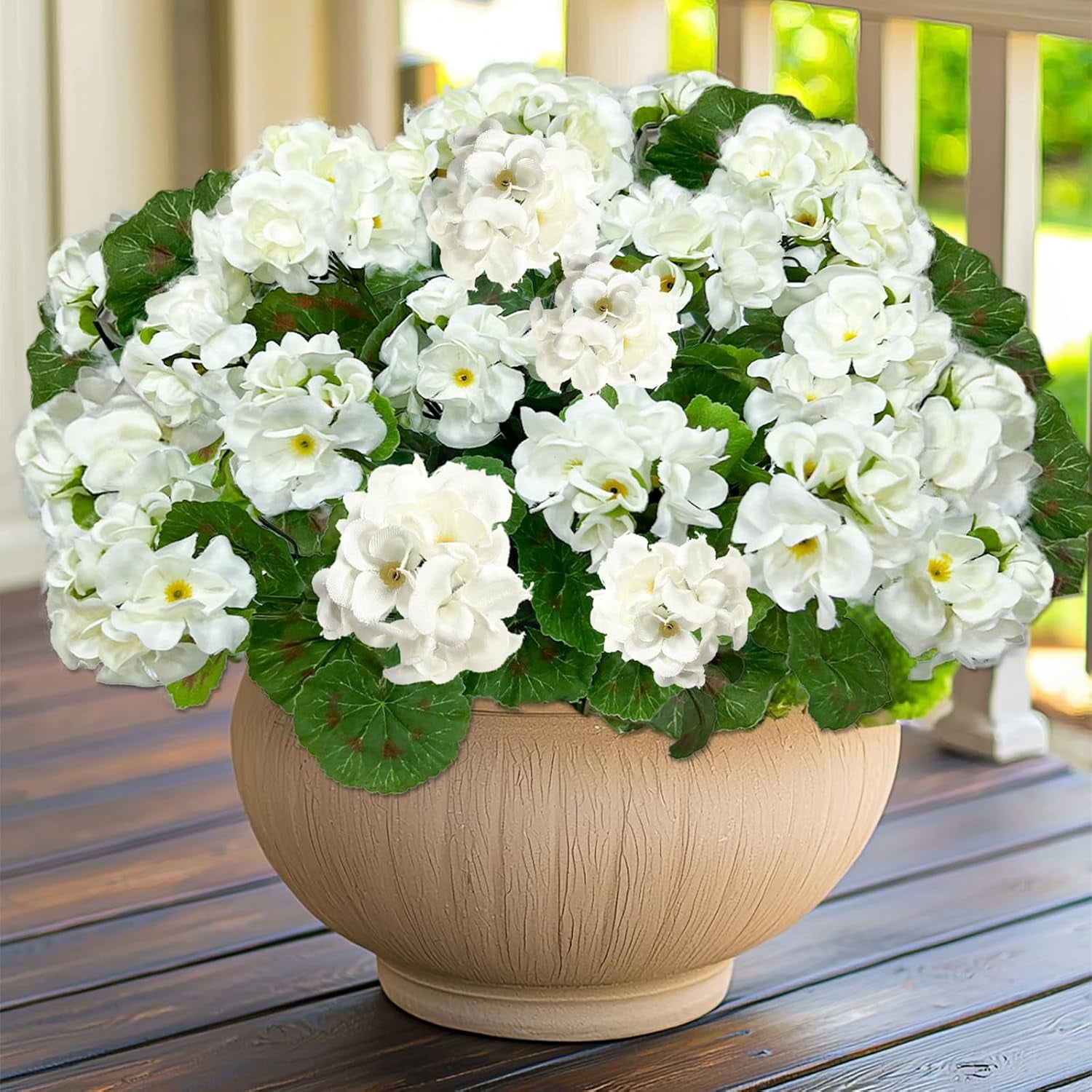 Artificial Geraniums Flowers for Outdoors Summer Decor, 4 Bundles UV ...