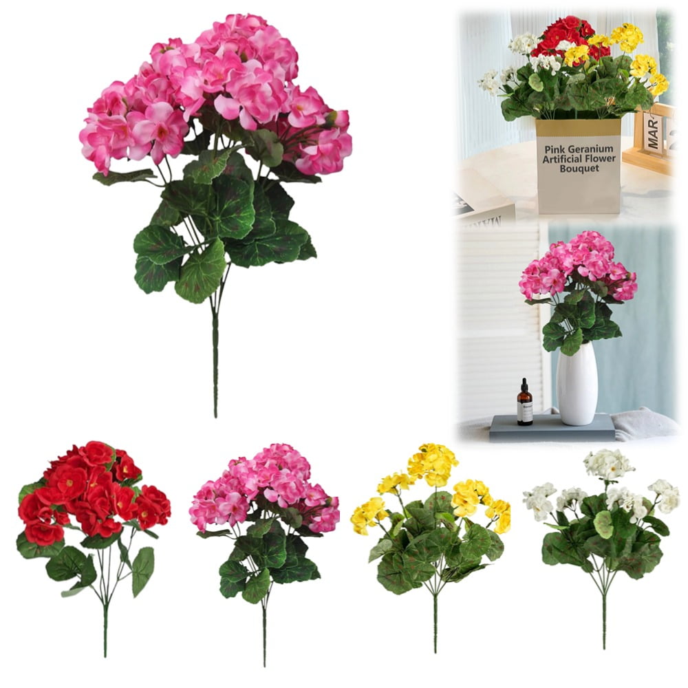Artificial Geraniums Flowers Silk Flowers Pink Geraniums UV Resistant ...