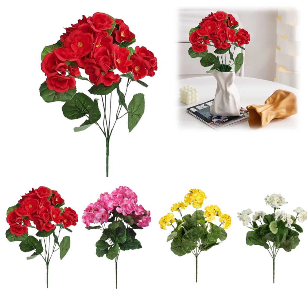 Artificial Geraniums Flowers Silk Flowers Red Geraniums Fake Flowers UV ...