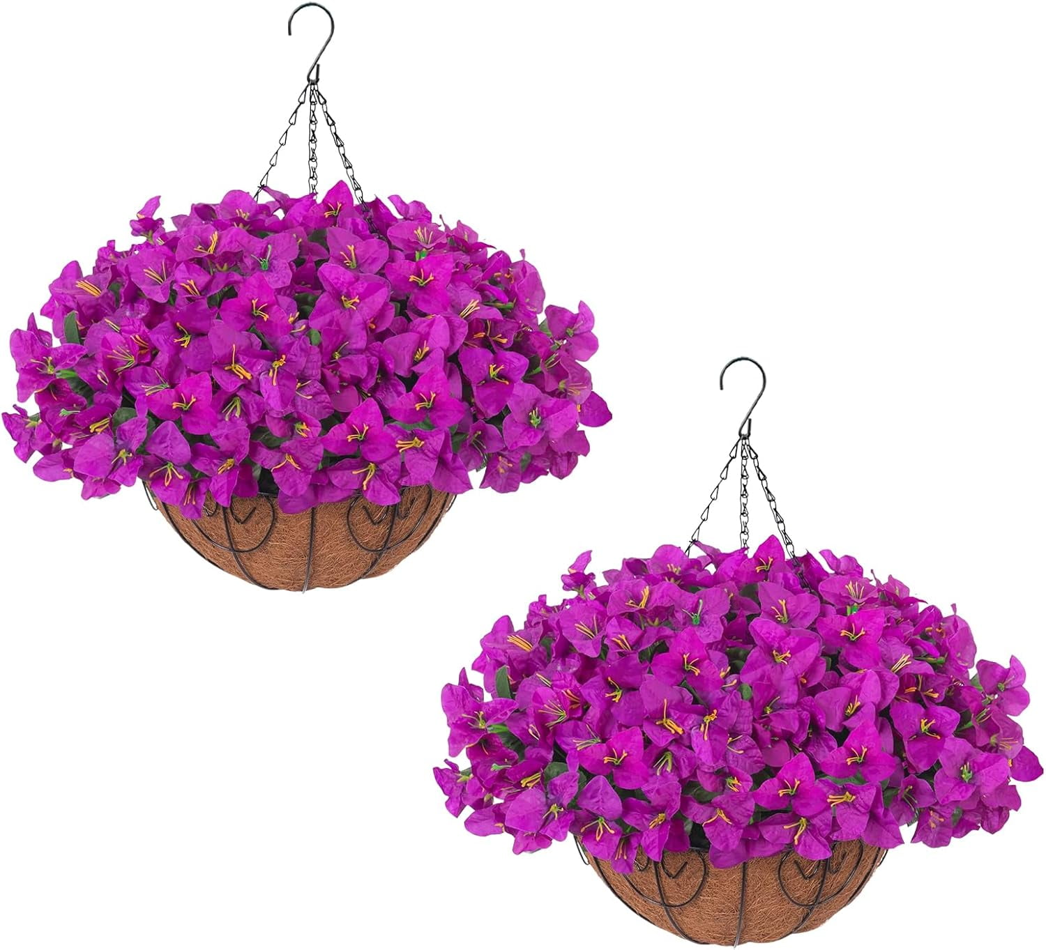 Artificial Geraniums Hanging Baskets, 2 Pack Faux Outdoor Flowers ...