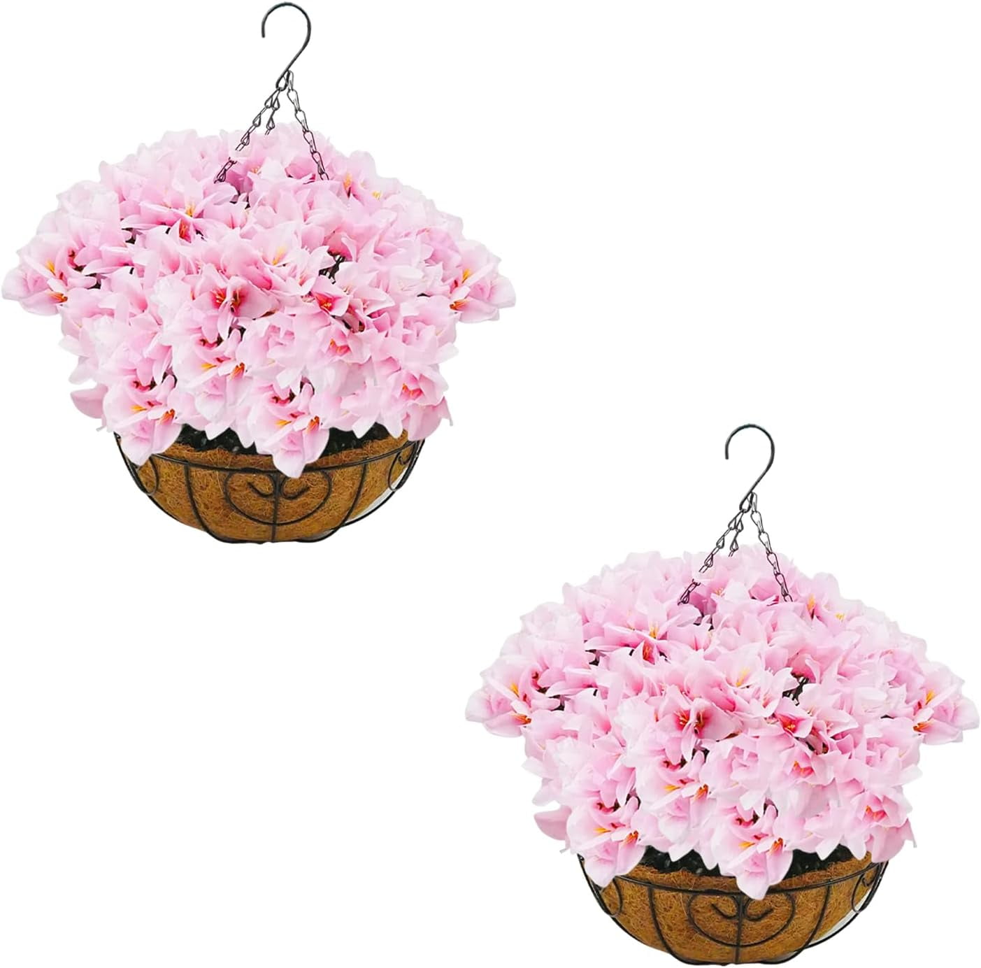 Artificial Geraniums Hanging Baskets, 2 Pack Faux Outdoor Flowers ...