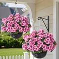 Artificial Geraniums Pink 2 Set Hanging Baskets Outdoor Patio Home ...