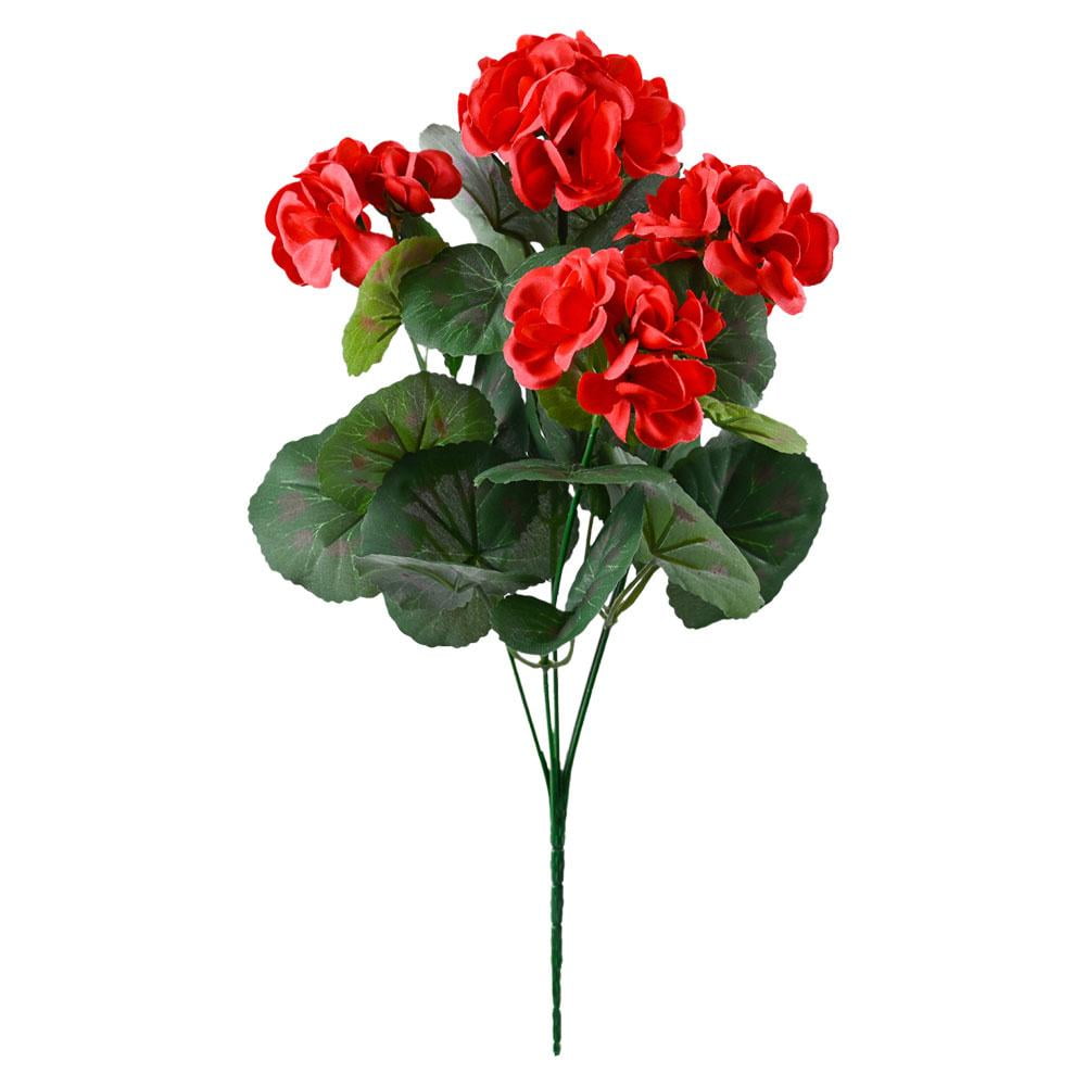 Artificial Geraniums, Red Summer Fake Flowers, Silk Flowers for Outdoor ...