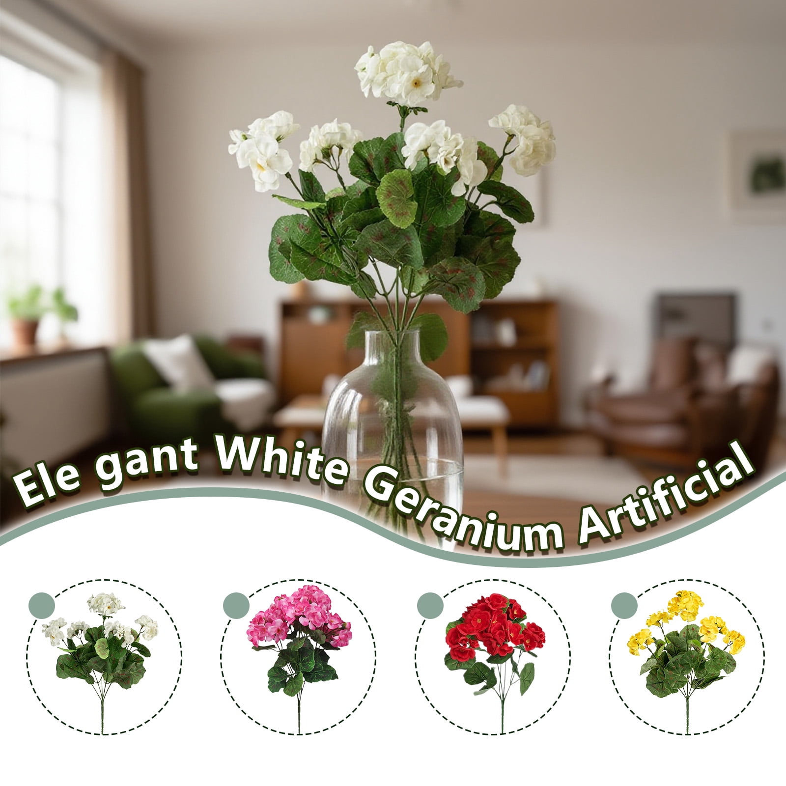 NovaStitch Artificial Geranium Begonia Flowers Fake Silk Plant for ...