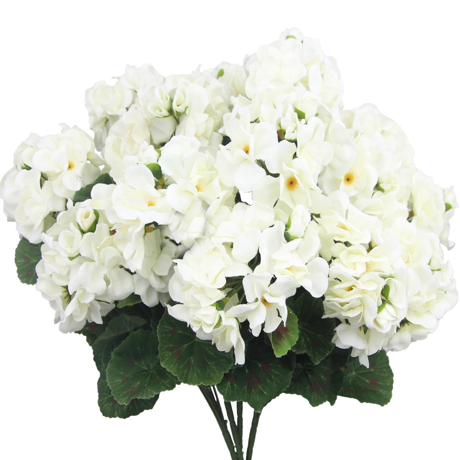 Artificial Geraniums Silk Flowers White 4-Pack Indoor Outdoor Garden ...