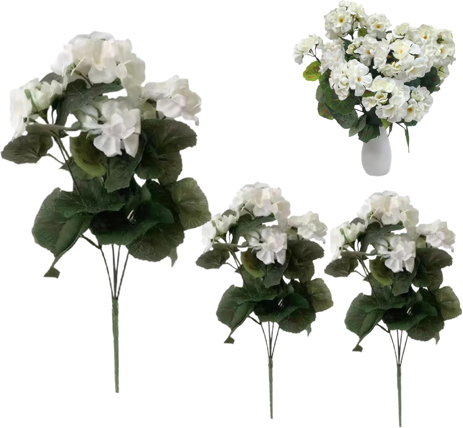 Artificial Geraniums, UV Resistant 14in Silk Outdoor Flowers for Home ...