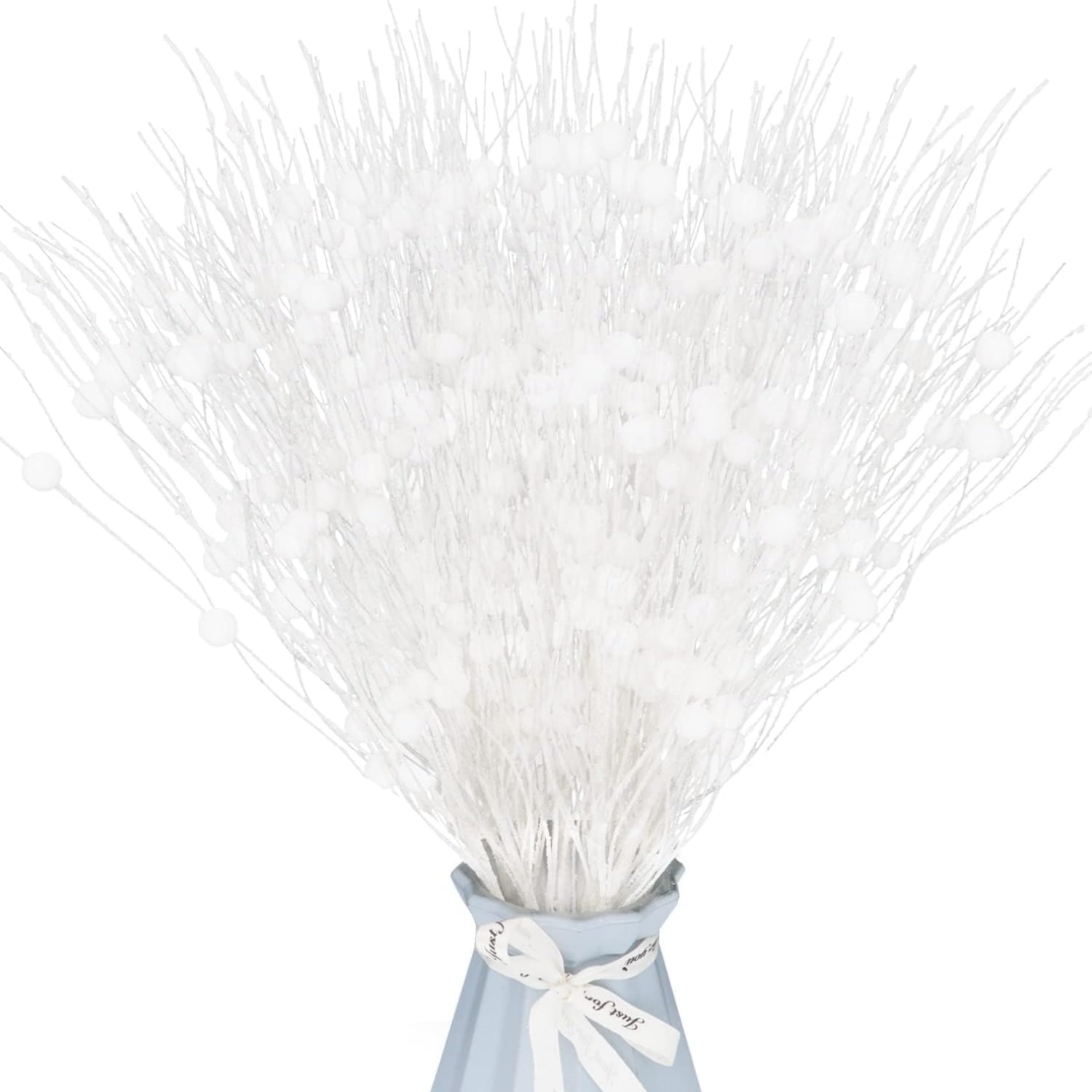 Artificial Glitter Berry Stems 12 Pcs White Christmas Decoration ...