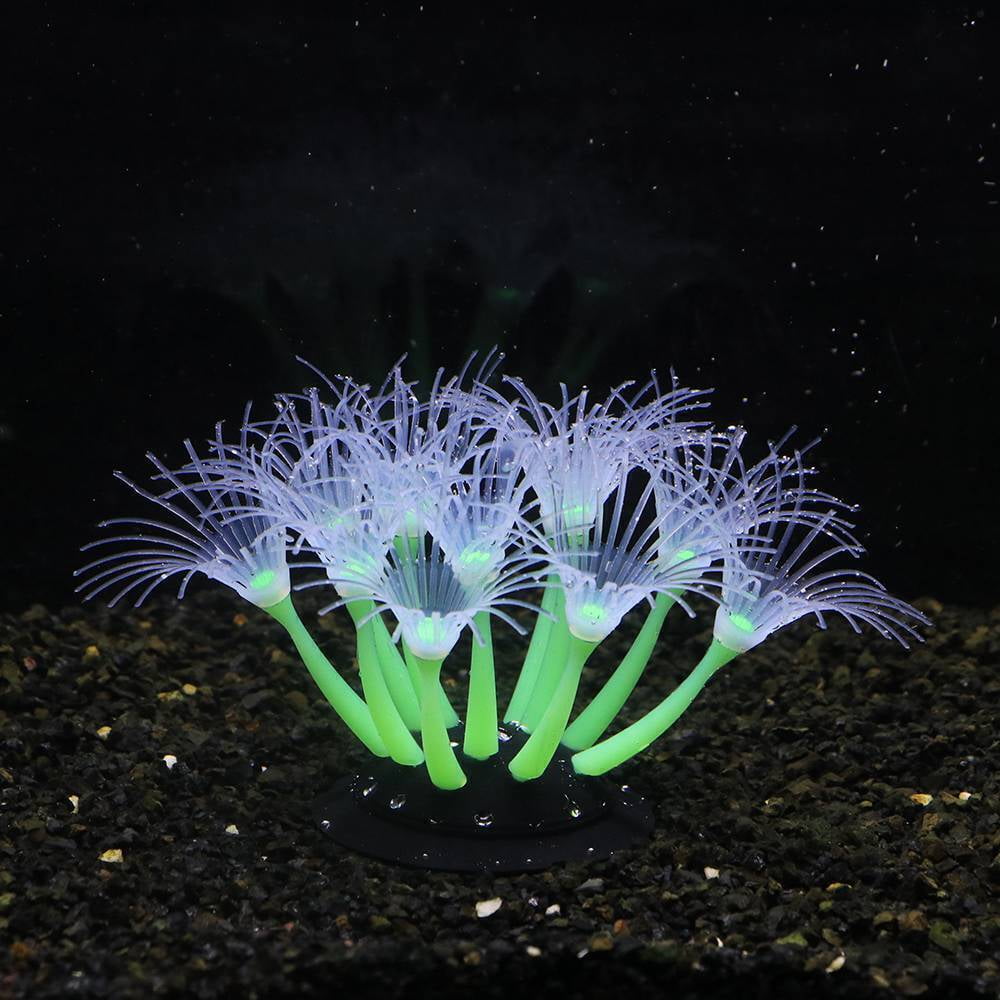 Artificial Glowing Fish Tank Aquarium Silicone Coral Plants Ornament ...