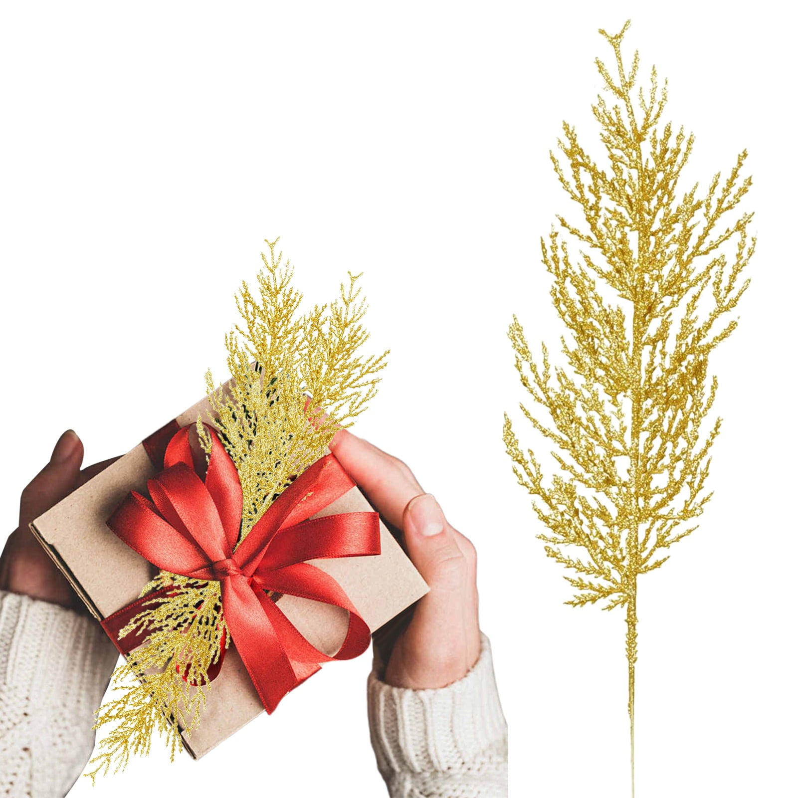 Artificial Gold Berry Stem Christmas Pick, Plastic Metallic Berry ...