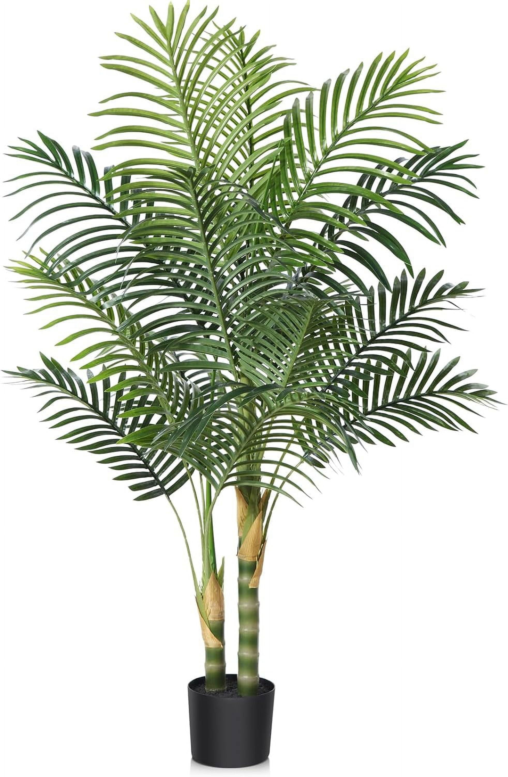 Artificial Golden Cane Palm Tree, 4FT Fake Tropical Palm Plant, Pre Potted Faux Greenry Plant ...