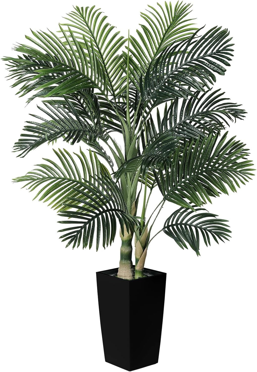 Artificial Golden Cane Palm Tree 5ft, Fake Palm Tree with Black Tall ...