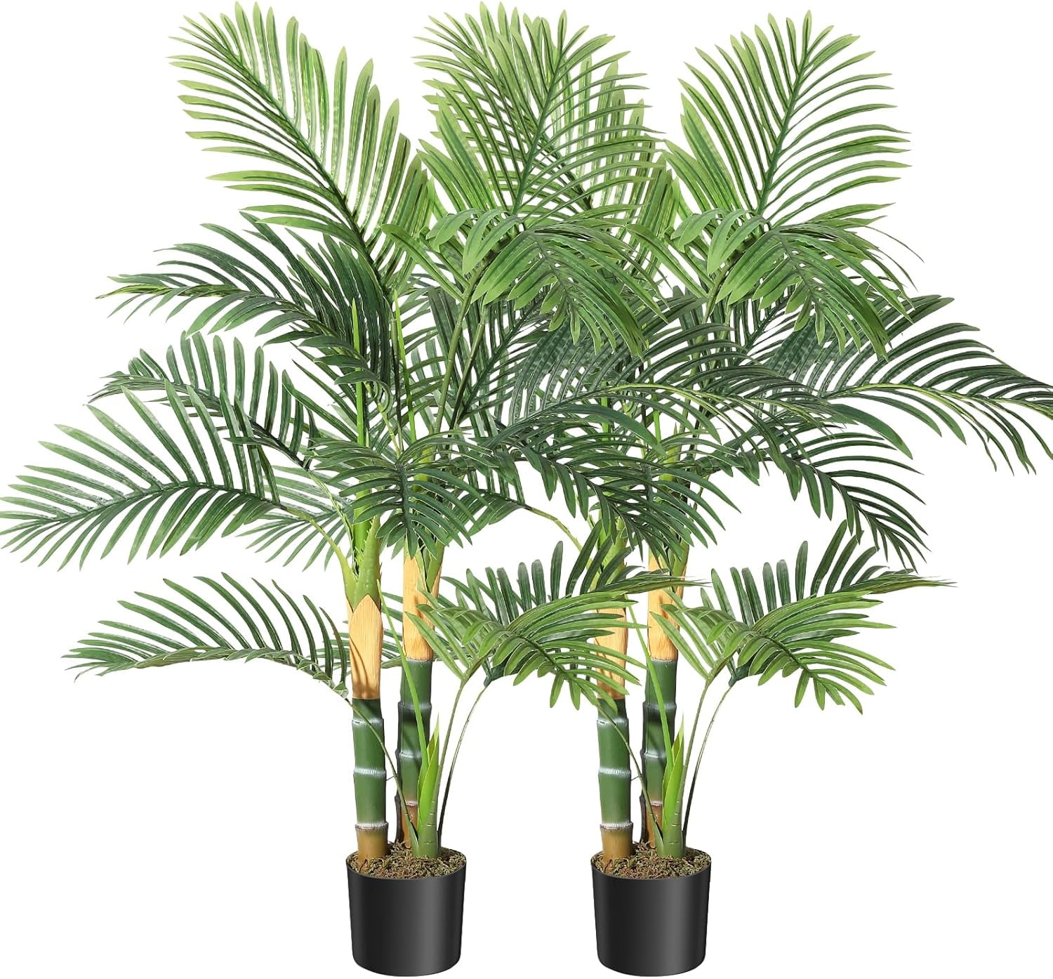 Artificial Golden Cane Palm Tree, Pre Potted Tropical Palm Tree Uv ...