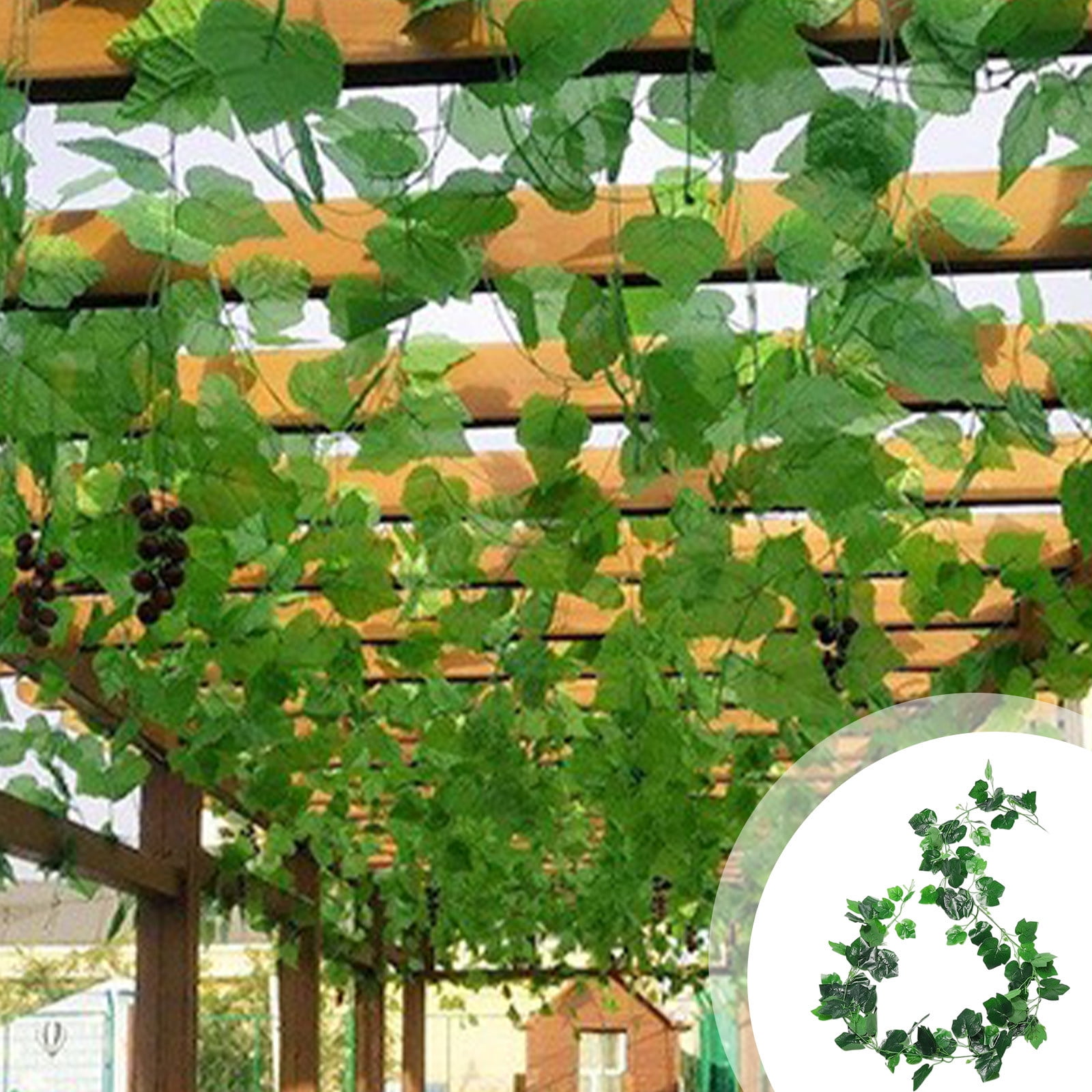 Artificial Grape Leaves Garland - 86 Inch Green Plastic Vine ...