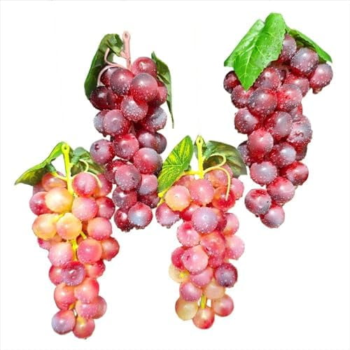 Artificial Grapes, Fake Grape, 4 Bunches Artificial Vine Fruits ...