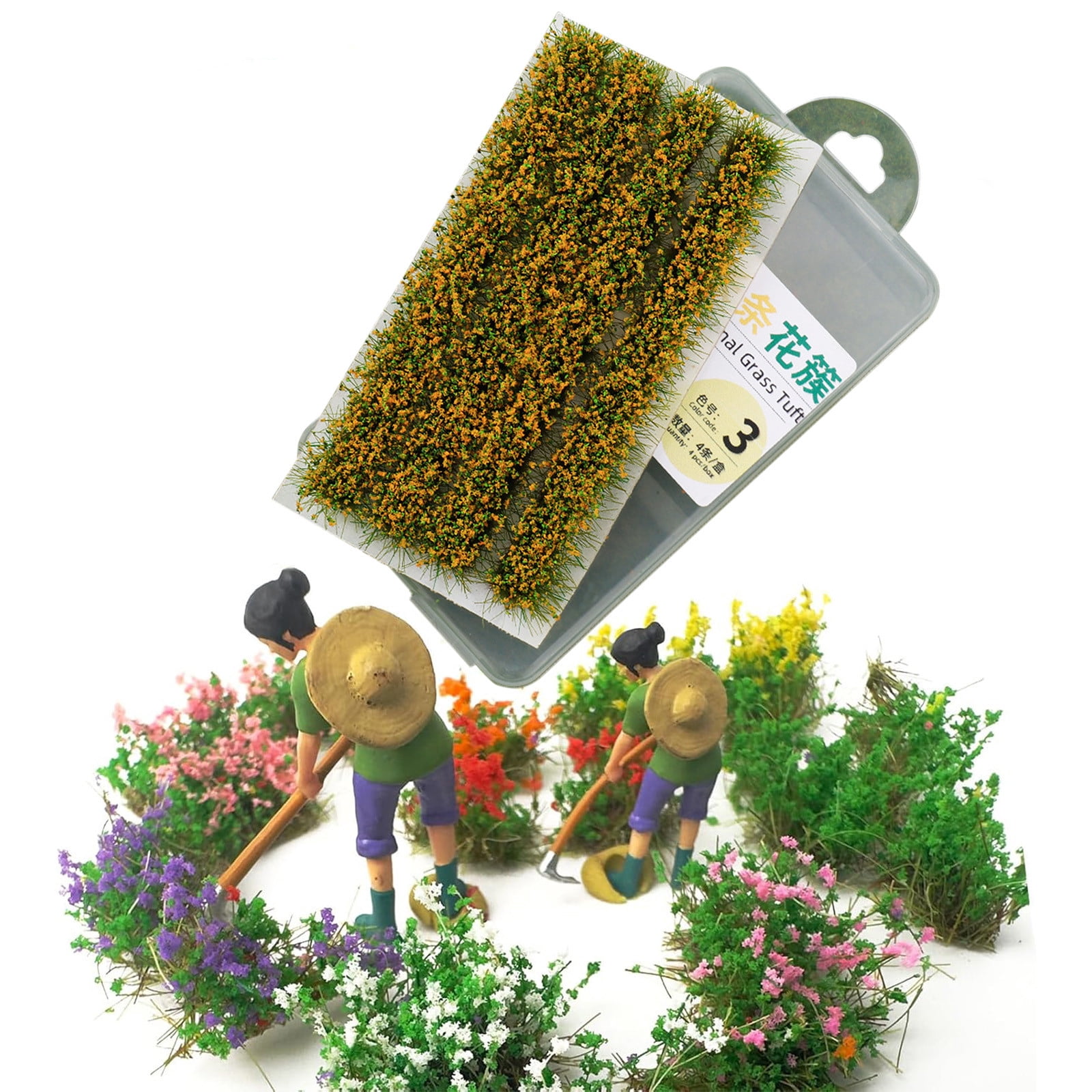 Artificial Grass Clump Flowers, 4 Pack Nylon Striped Grass Clusters for ...