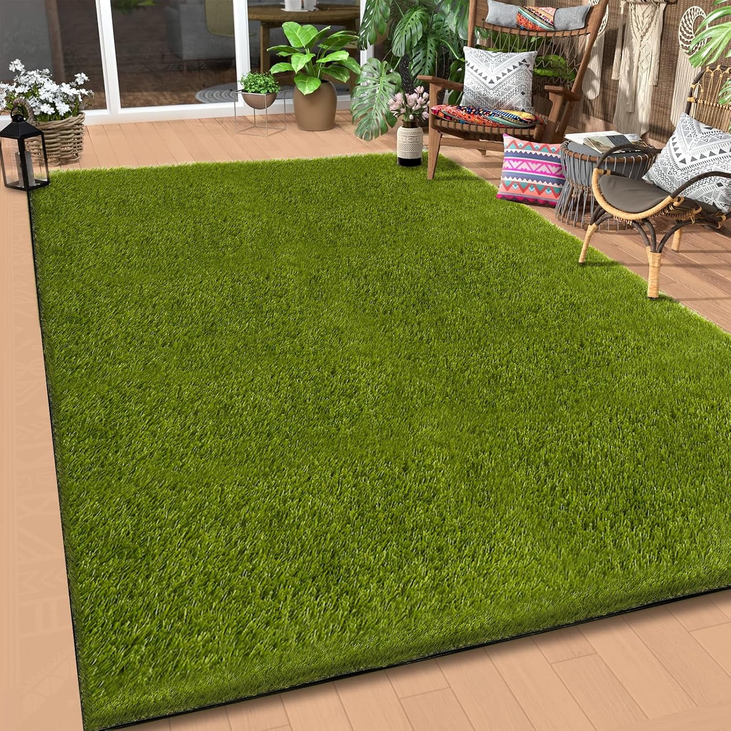 Artificial Grass Outdoor, 5x8 Ft Realistic Artificial Turf Grass Rug ...