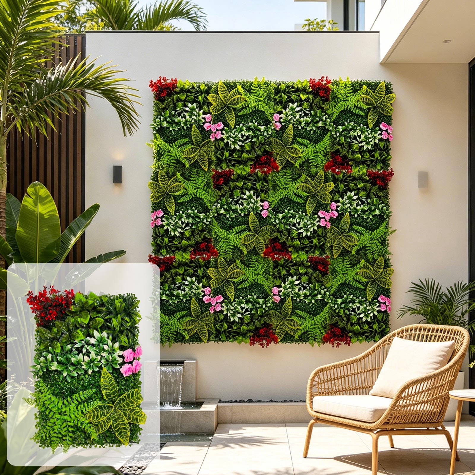 Artificial Grass Panels for Privacy Fence, Faux Greenery Wall Panels 60 ...