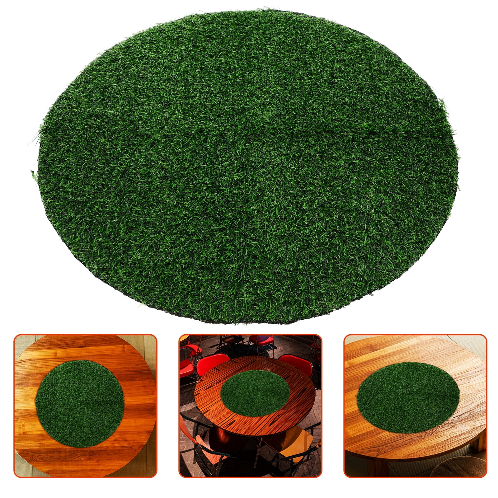 Artificial Grass Table Mat – Round Green Tabletop Decor for Party ...