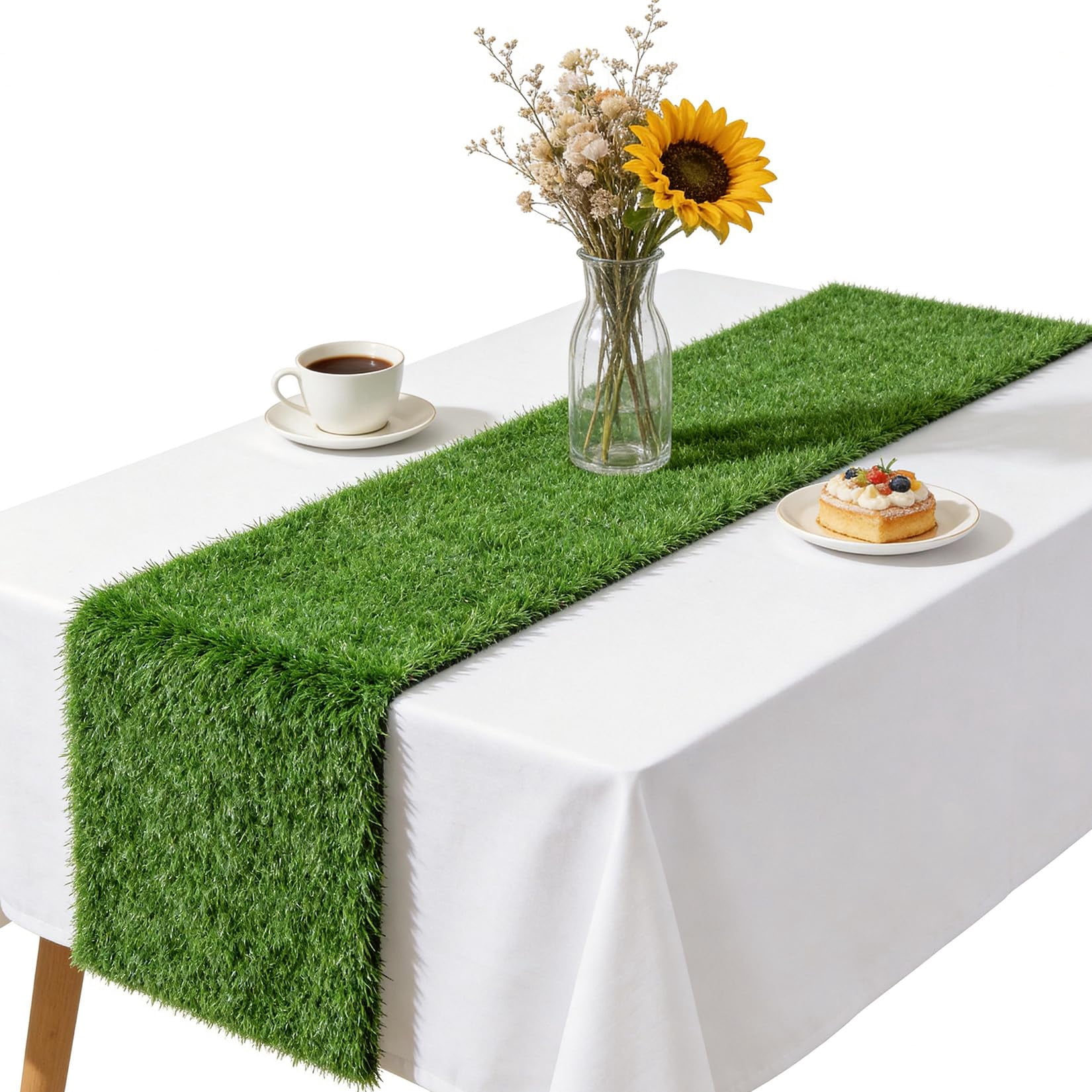 Artificial Grass Table Runner – 4-Pack Realistic Faux Turf Decor ...