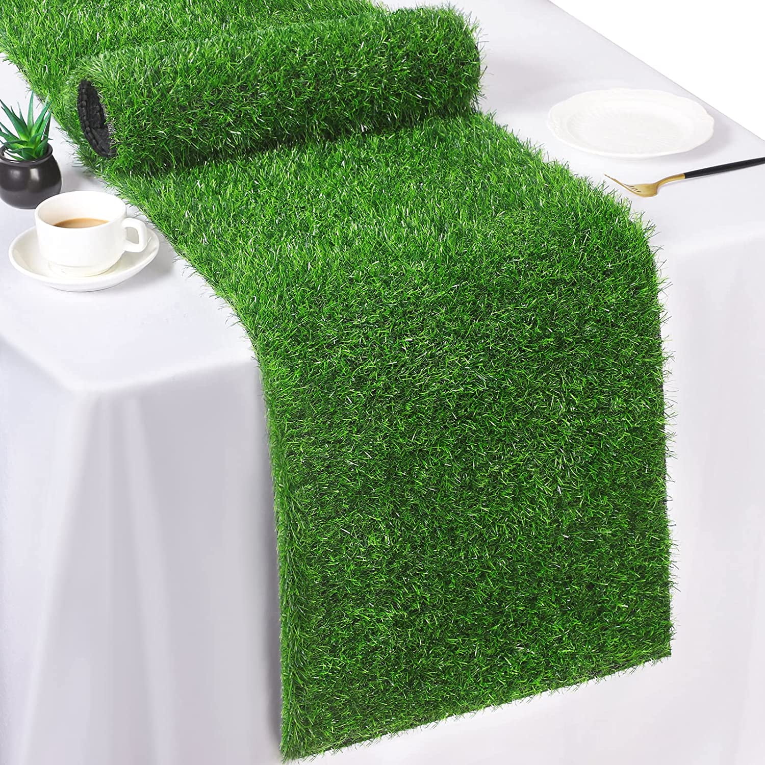 Artificial Grass Table Runners 12 x 108 Inch Green Grass Tabletop ...