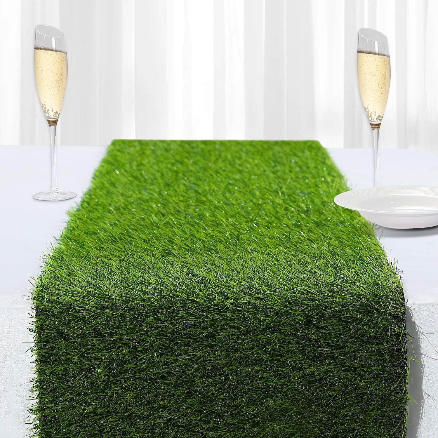 Artificial Grass Table Runners-13 x 96 Inches Faux Grass Table Runner ...