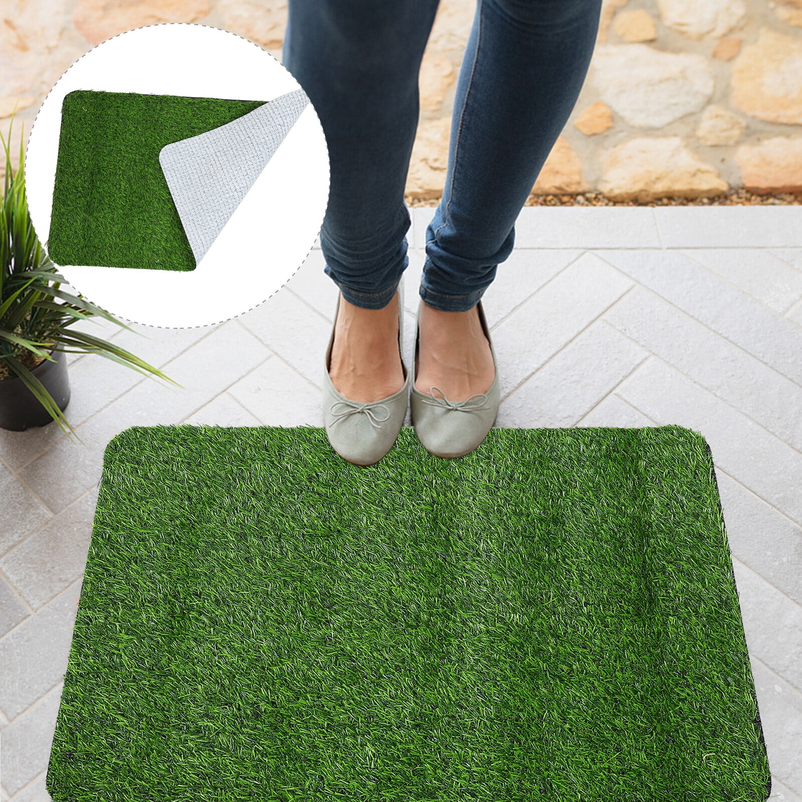 Artificial Grass Turf Door Mat Indoor Outdoor Welcome Rug Green Turf ...