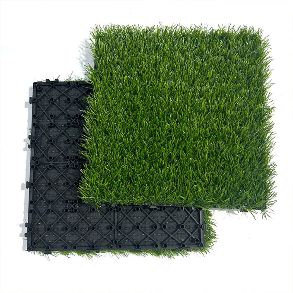 Artificial Grass Turf Tiles-12"x12"Squares Turf Tiles Interlocking Fake ...