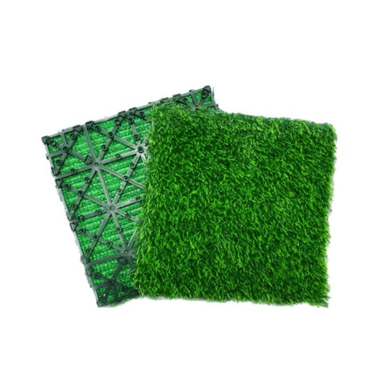 Artificial Grass Turf Tiles Interlocking Set of 35pcs, Fake Grass Tiles ...