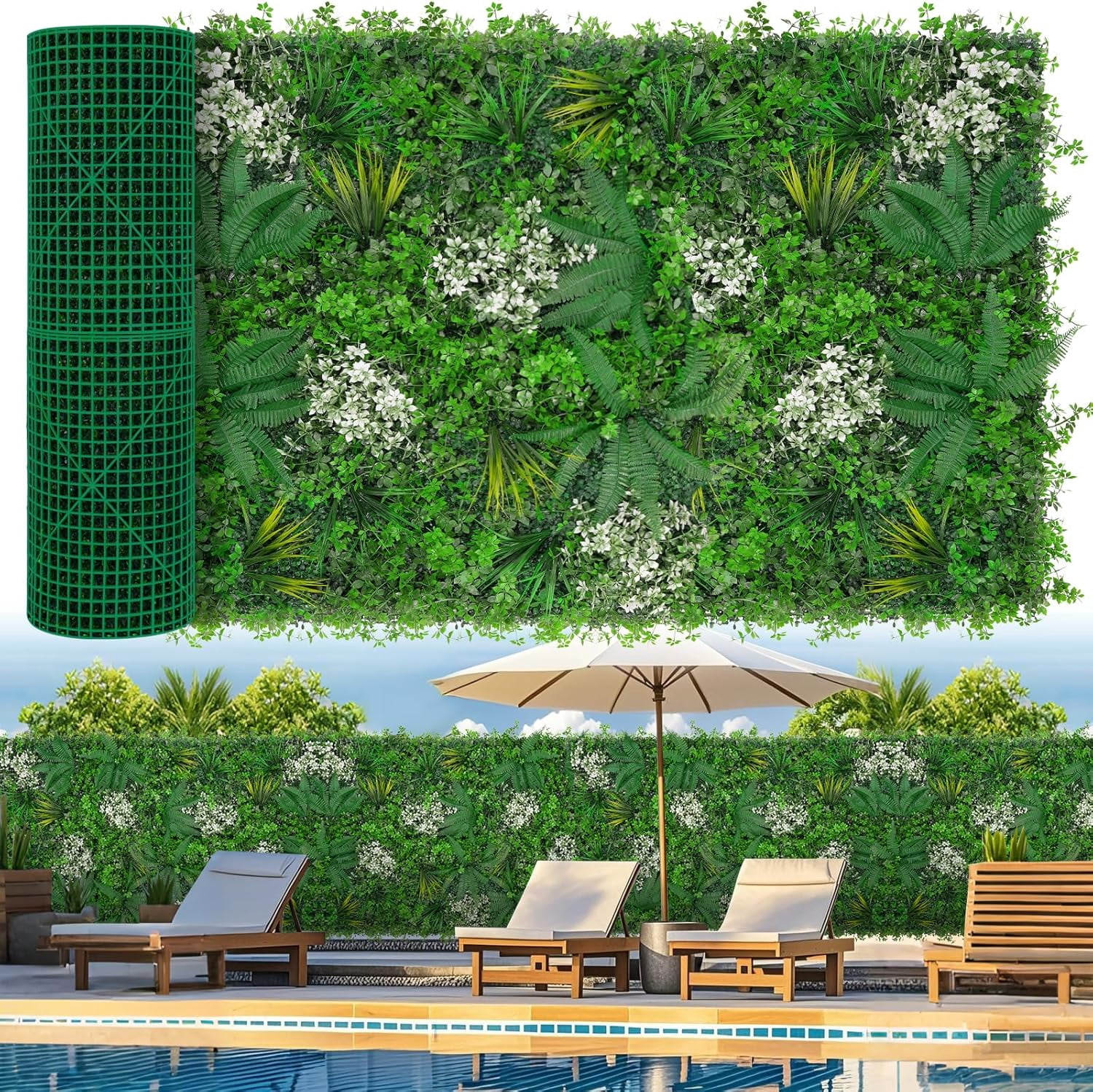 Artificial Grass Wall 40"x120"(33.33 SQFT), Boxwood Roll Panels UV ...