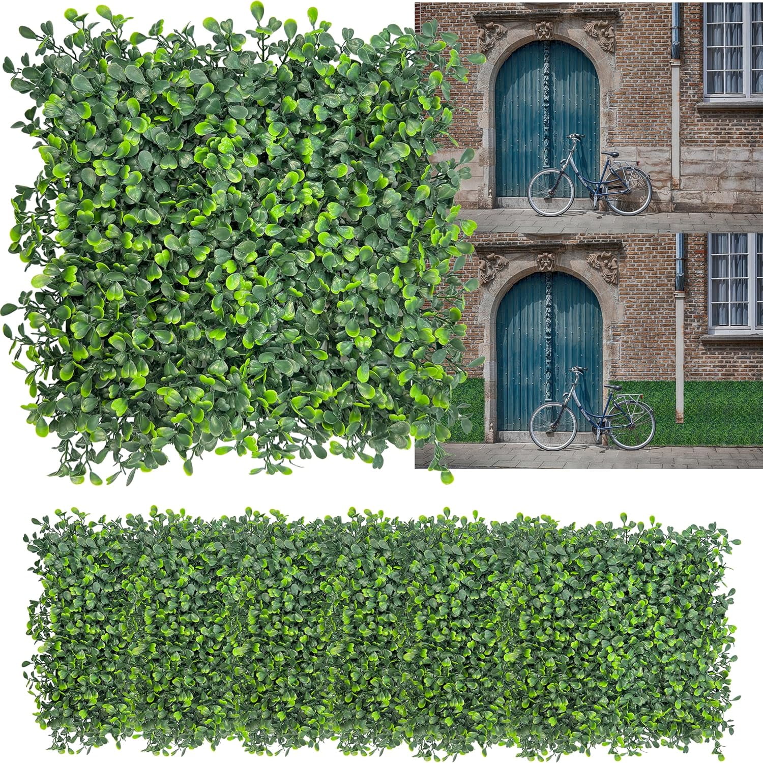 Artificial Grass Wall Backdrop,10"x 10"(26P) Boxwood Faux Green Wall Panels for Interior Wall ...