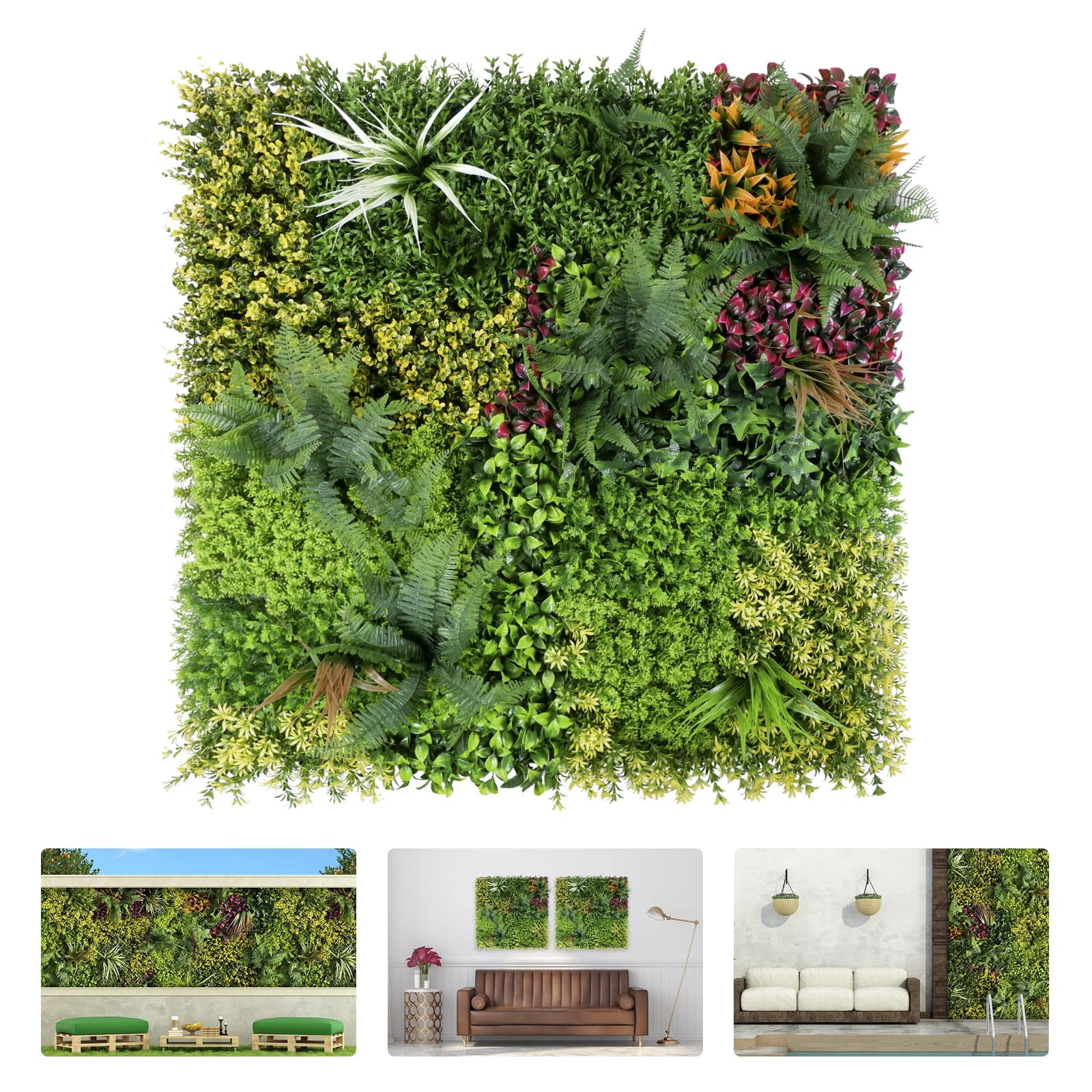 Artificial Grass Wall Backdrop Panels C001, 40"x40" UV-Resistant Faux ...