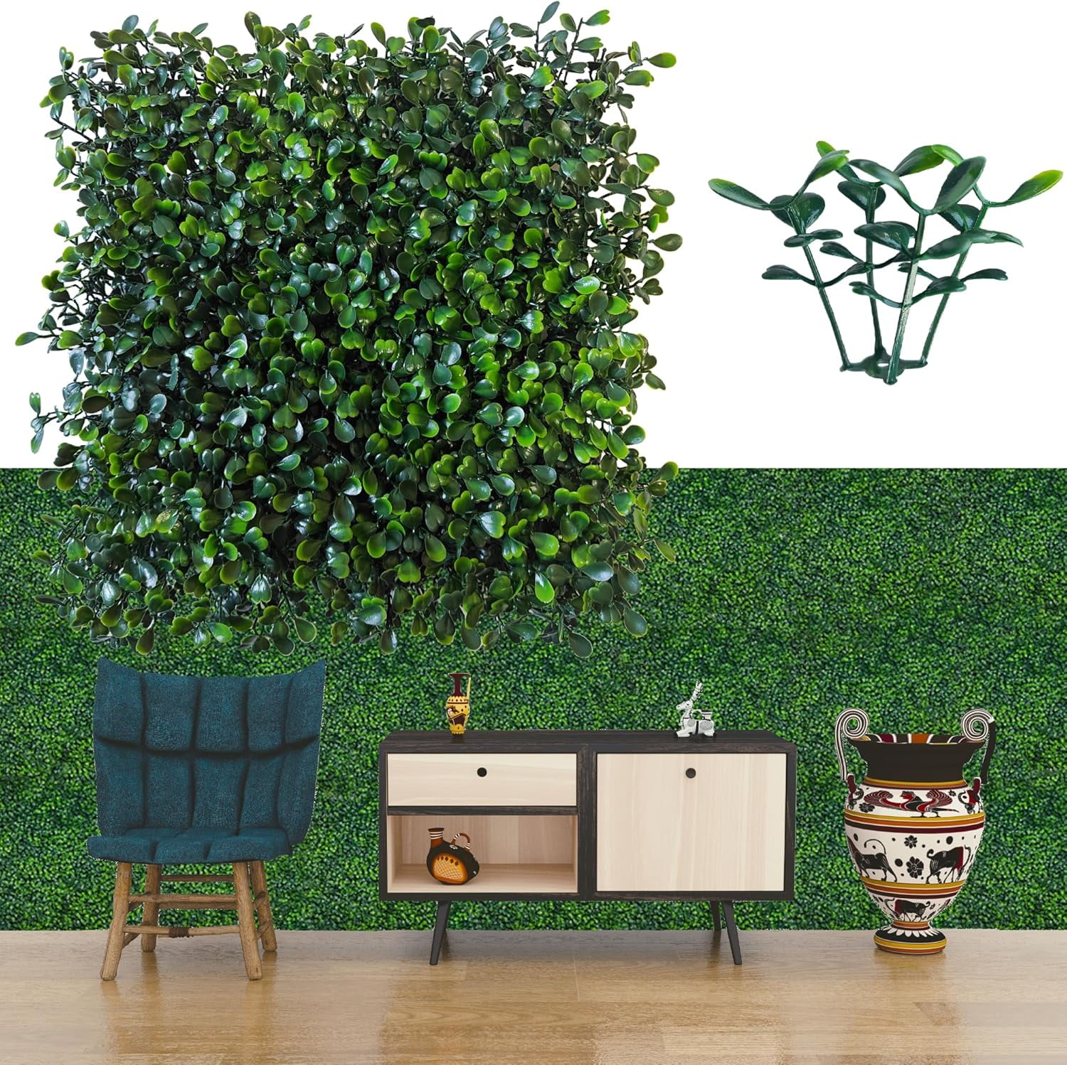 Artificial Grass Wall Panel Backdrop,10" X 10" 12P(8.4 sqft) UV-Anti Greenery Boxwood Panels for ...