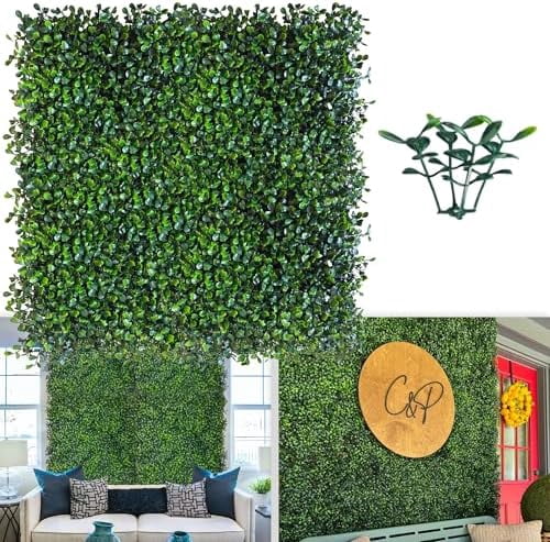Artificial Grass Wall Panel Backdrop,10 X 10 in 25P(17.5 sqft) UV-Anti ...