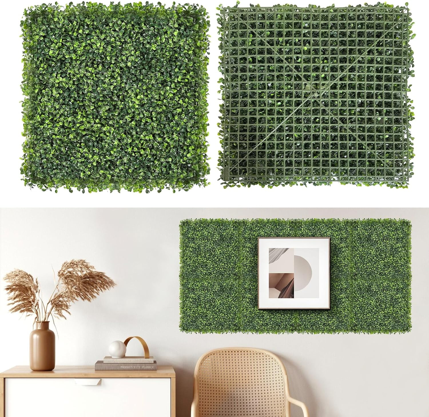 Artificial Grass Wall Panels, 12 count 20x20 inch Boxwood Hedge Wall ...