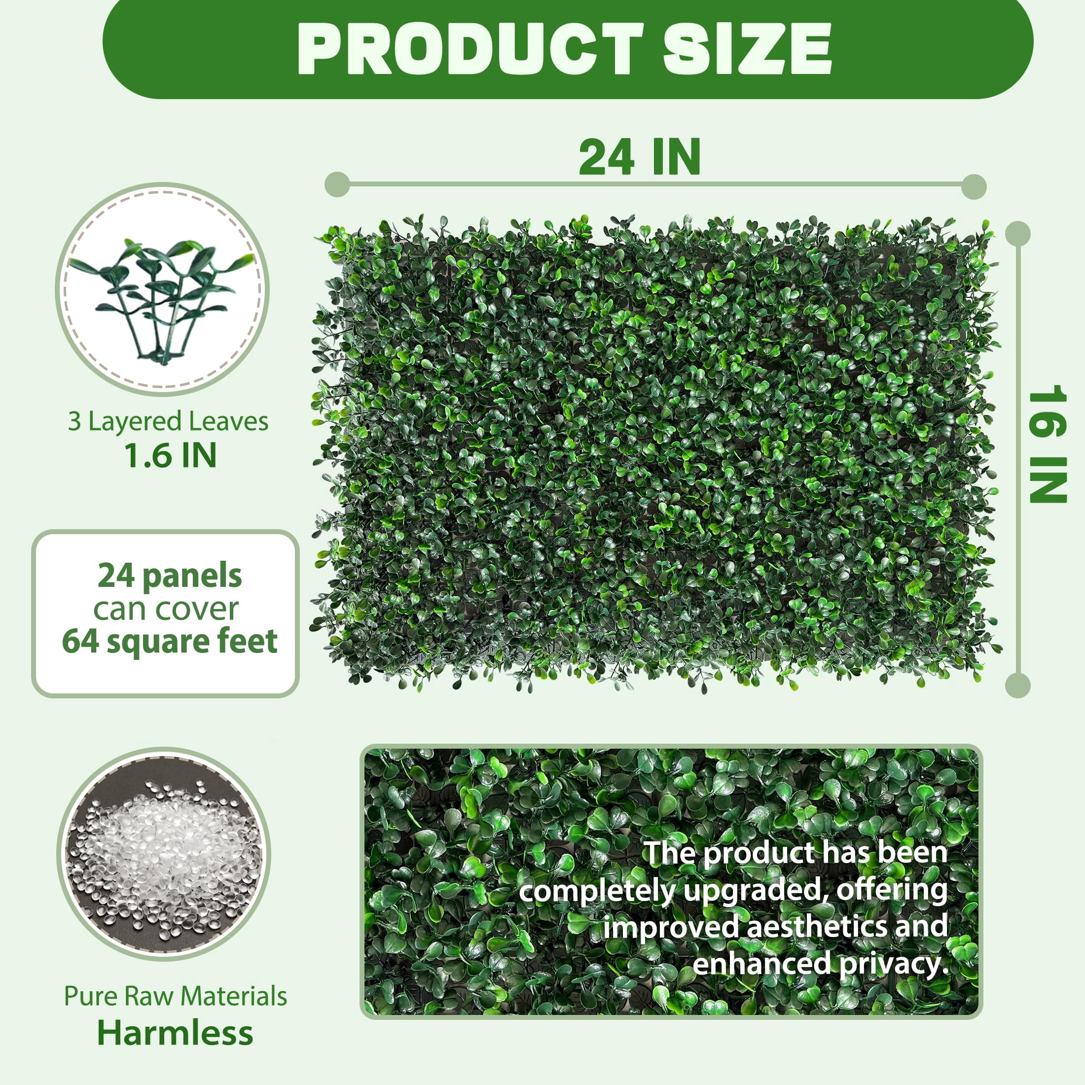 Artificial Grass Wall Panels 16"X24" 24P UV-resistant Faux Boxwood ...
