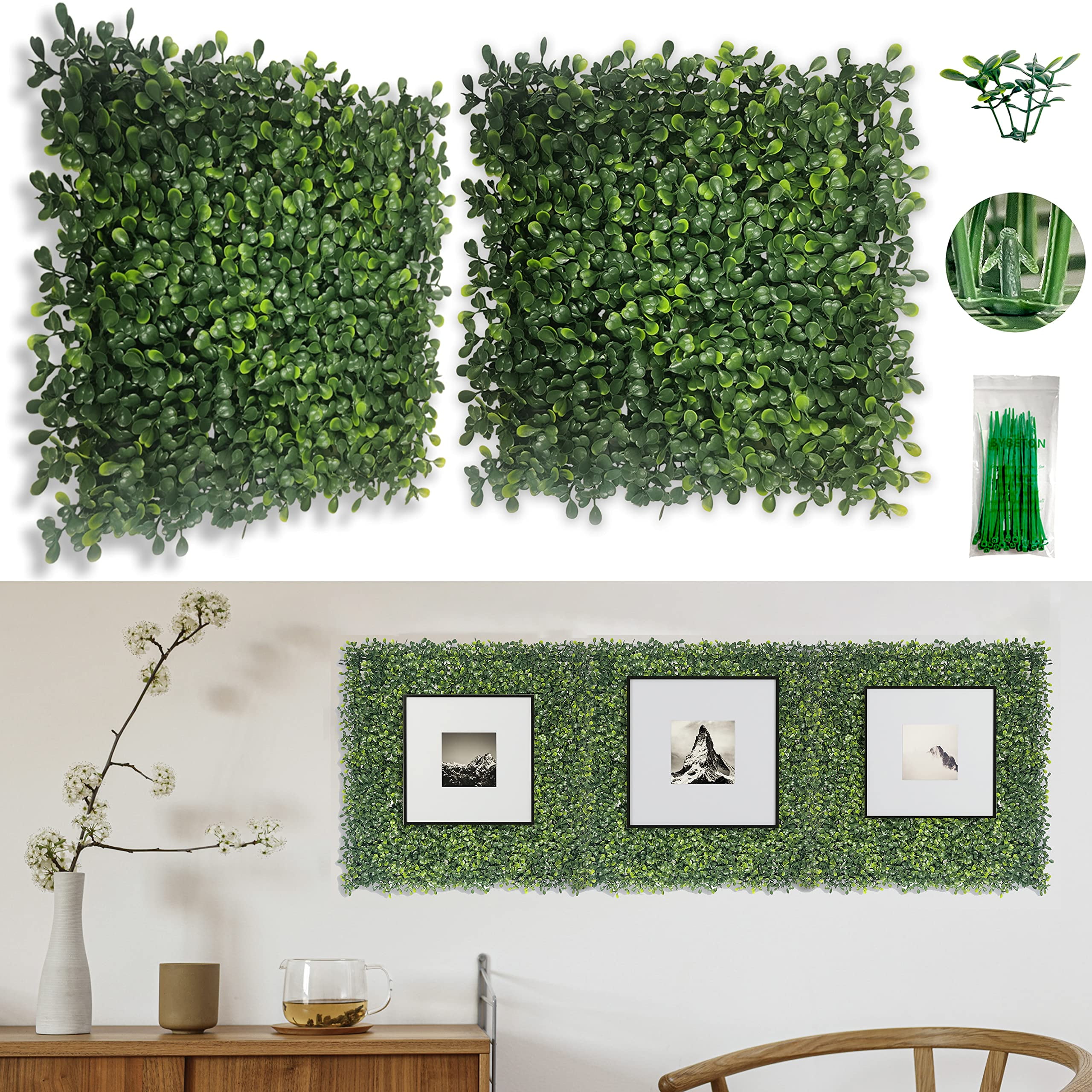 Artificial Grass Wall Panels Green 10*10IN 10Pcs Outdoor Fence Greenery ...