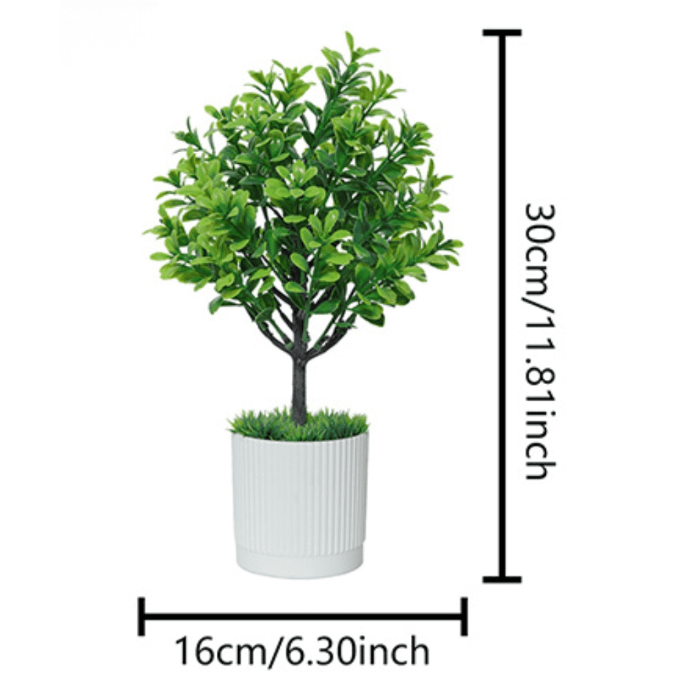 Artificial Green Bonsai in White Pot with Pothos Style Money Leaves for ...