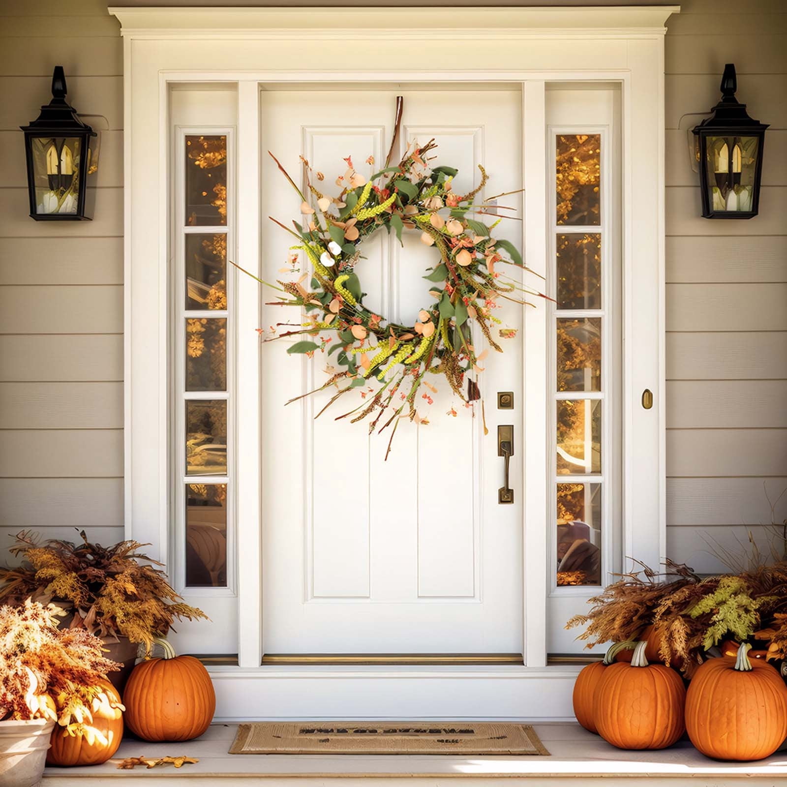 Artificial Green Cedar Wreath | 17.7 Inch Faux Plastic Door Decor for ...
