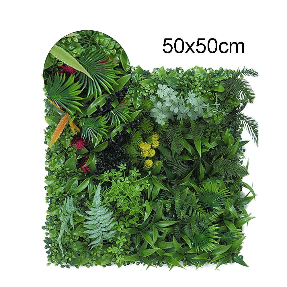 Artificial Green Grass Square Plastic Lawn Panel 50x50cm Home Wall ...