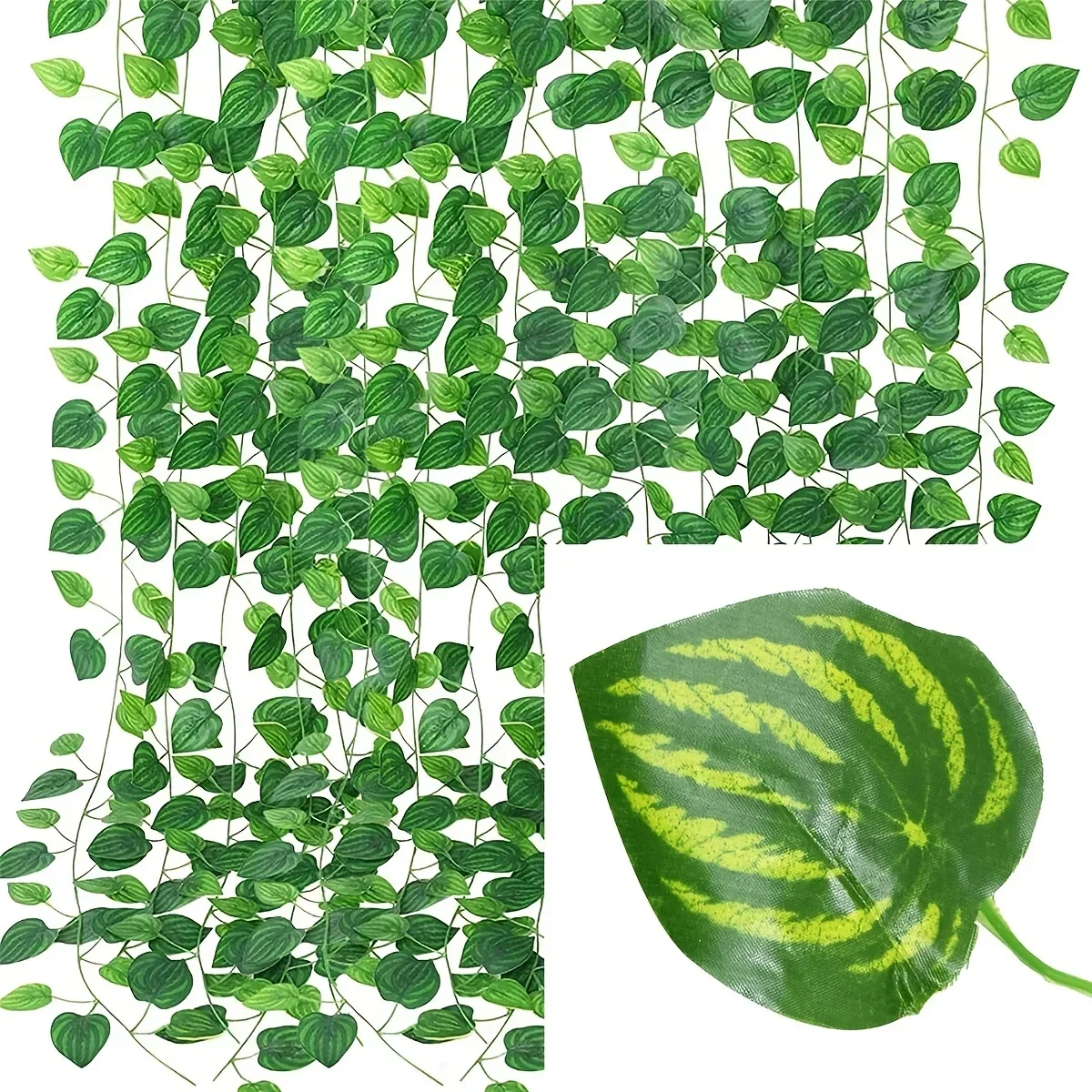 Artificial Green Ivy Leaf Rattan Creeper Leaves Vine Hanging Garland DIY Fake Flowers Plants for ...
