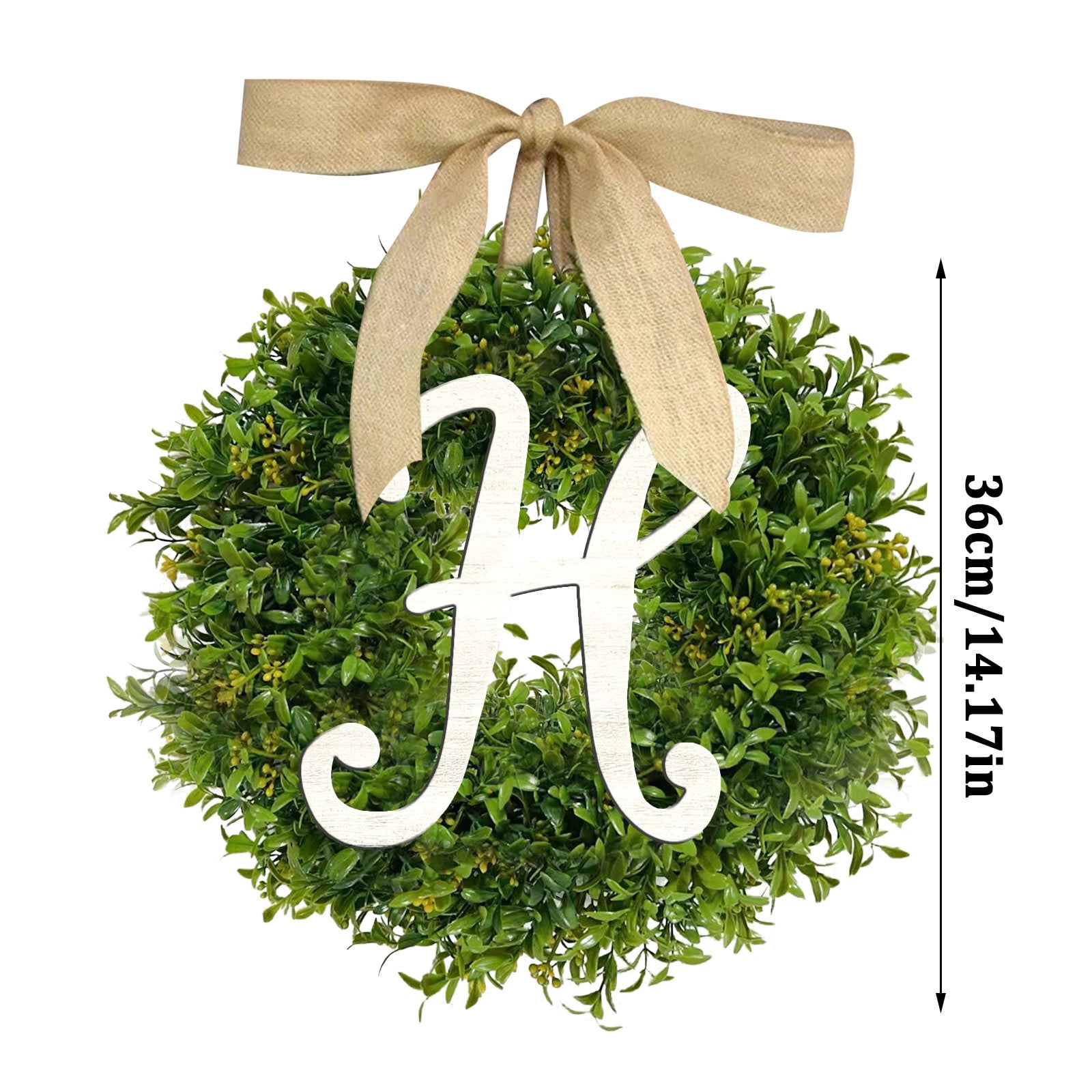 Artificial Green Leaves Wreath - 15" Boxwood Wreath Outdoor Green ...