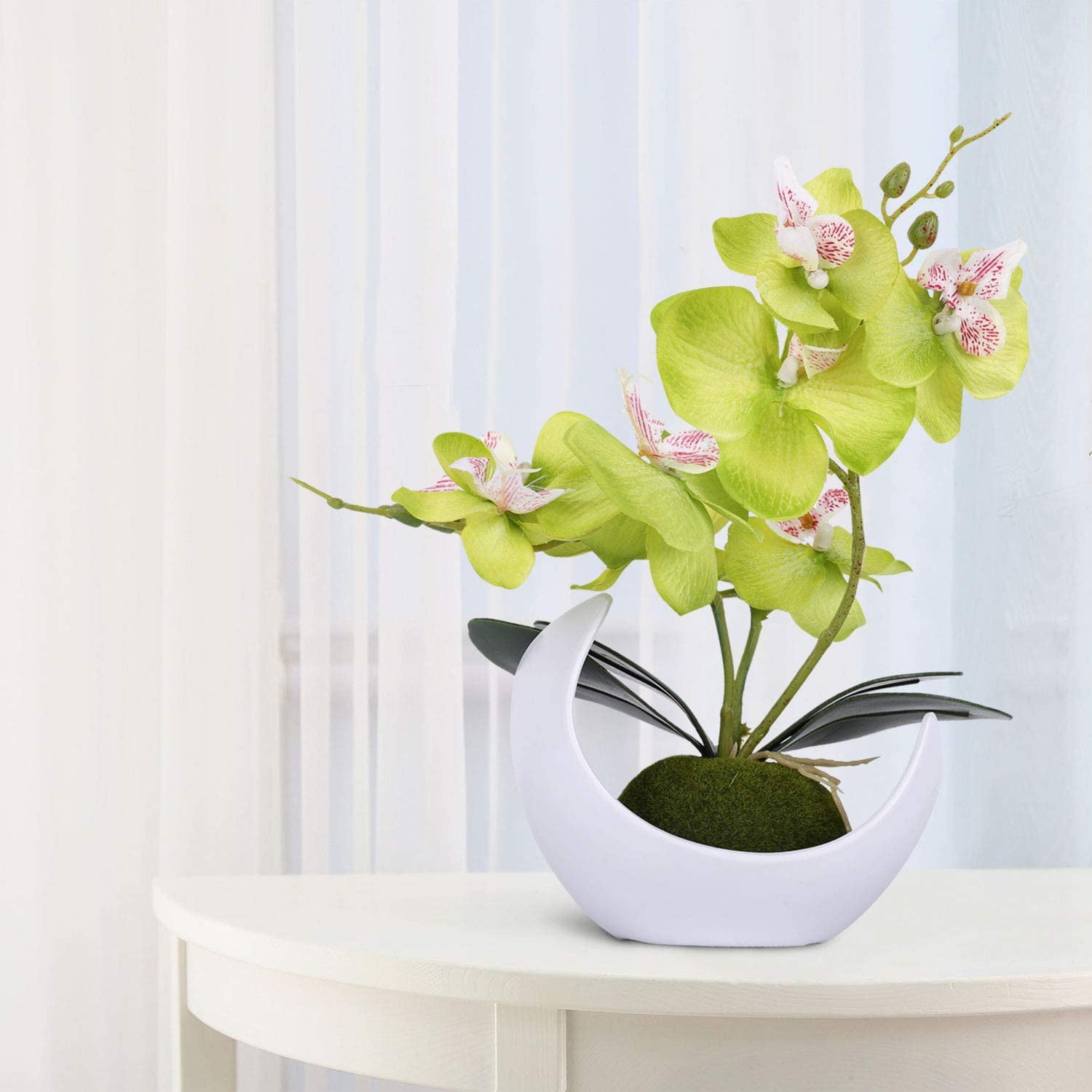 Artificial Green Phalaenopsis Orchid Flower Arrangement in Sallow white ...